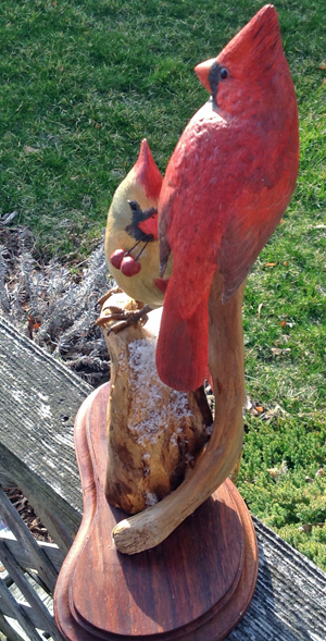 Cardinal Pair - Carving